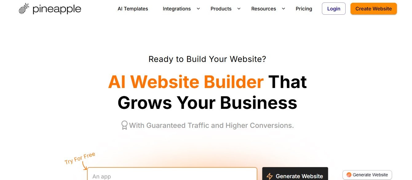 Pineapple Builder: AI-Powered Website & Landing Page Builder