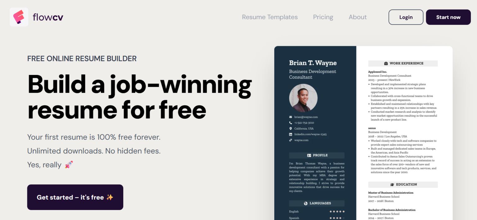 FlowCV – Online Resume Builder and CV Platform